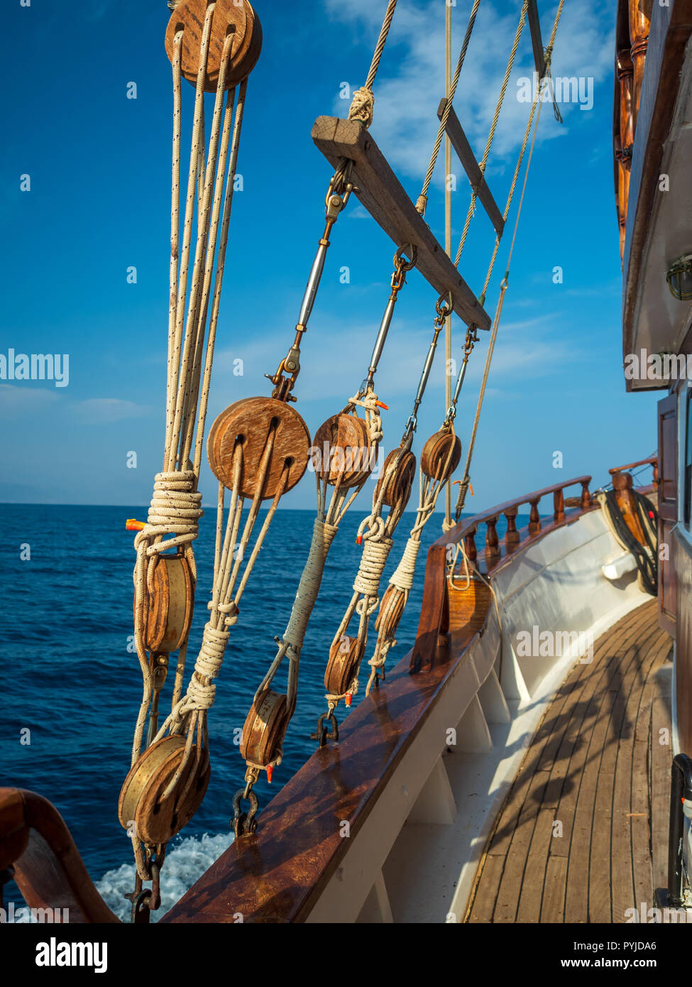 Old ship tackles. Old sailing ship vessel. Background Stock Photo - Alamy