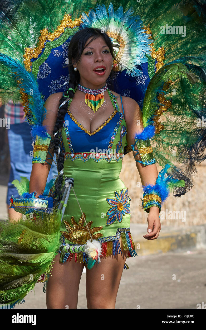 Tobas dancers in traditional Andean costume performing at the annual ...