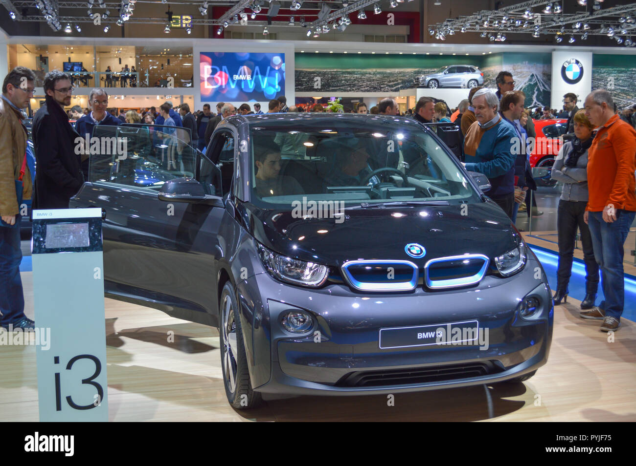 Electric car BMW i3 on display in the autosalon in Brussels Belgium ...