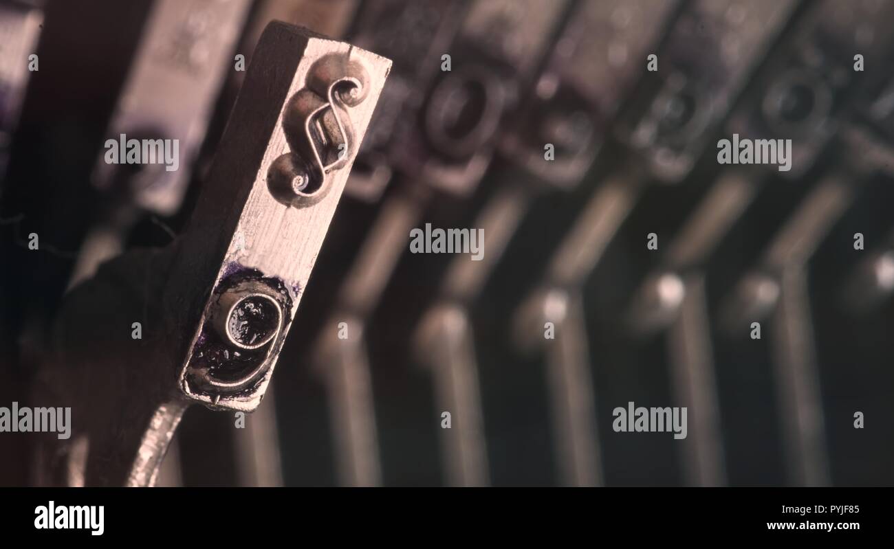 Section sign from an old typewriter - panoramic picture with copy space ...