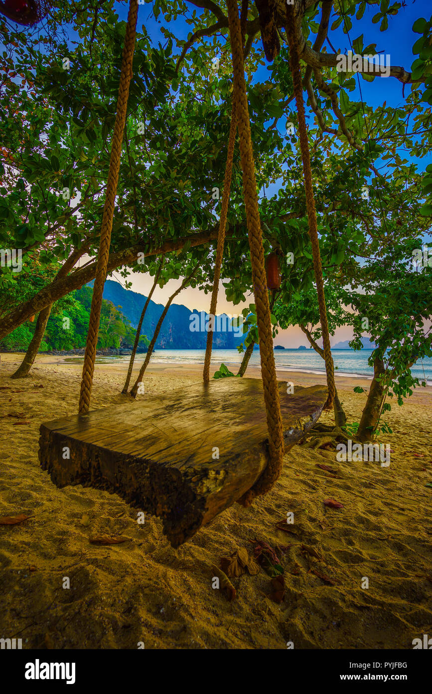 Swing on a tropical beach Stock Photo - Alamy