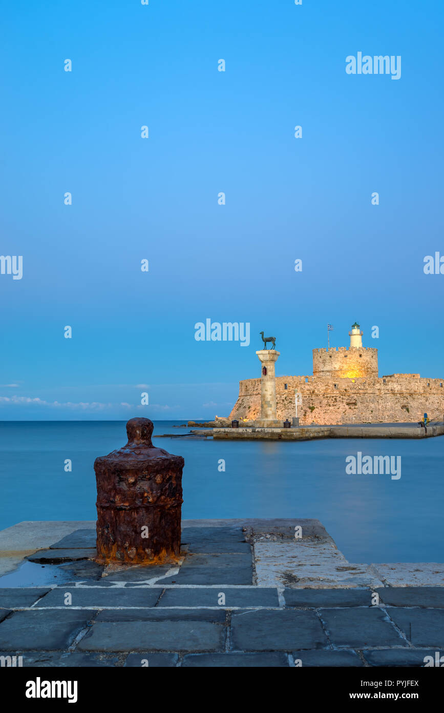 Mandraki harbor of Rhodes town. Rhodes island, Greece Stock Photo - Alamy