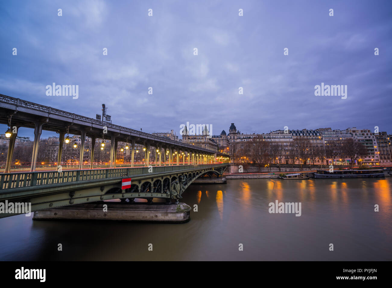 Paris Seine riverside at night Stock Photo - Alamy