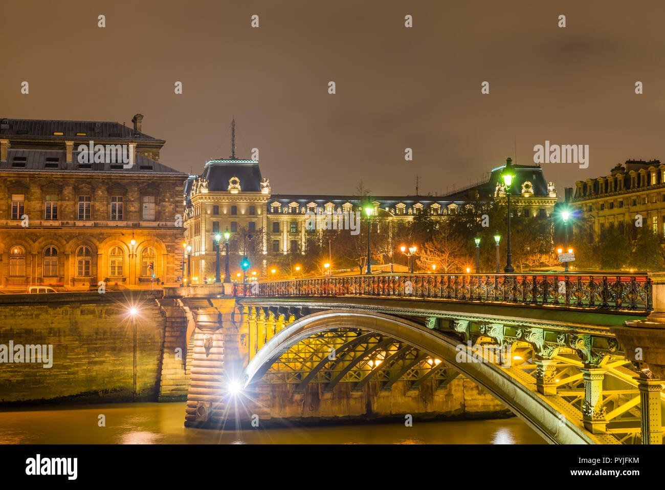 Paris Seine riverside at night Stock Photo - Alamy