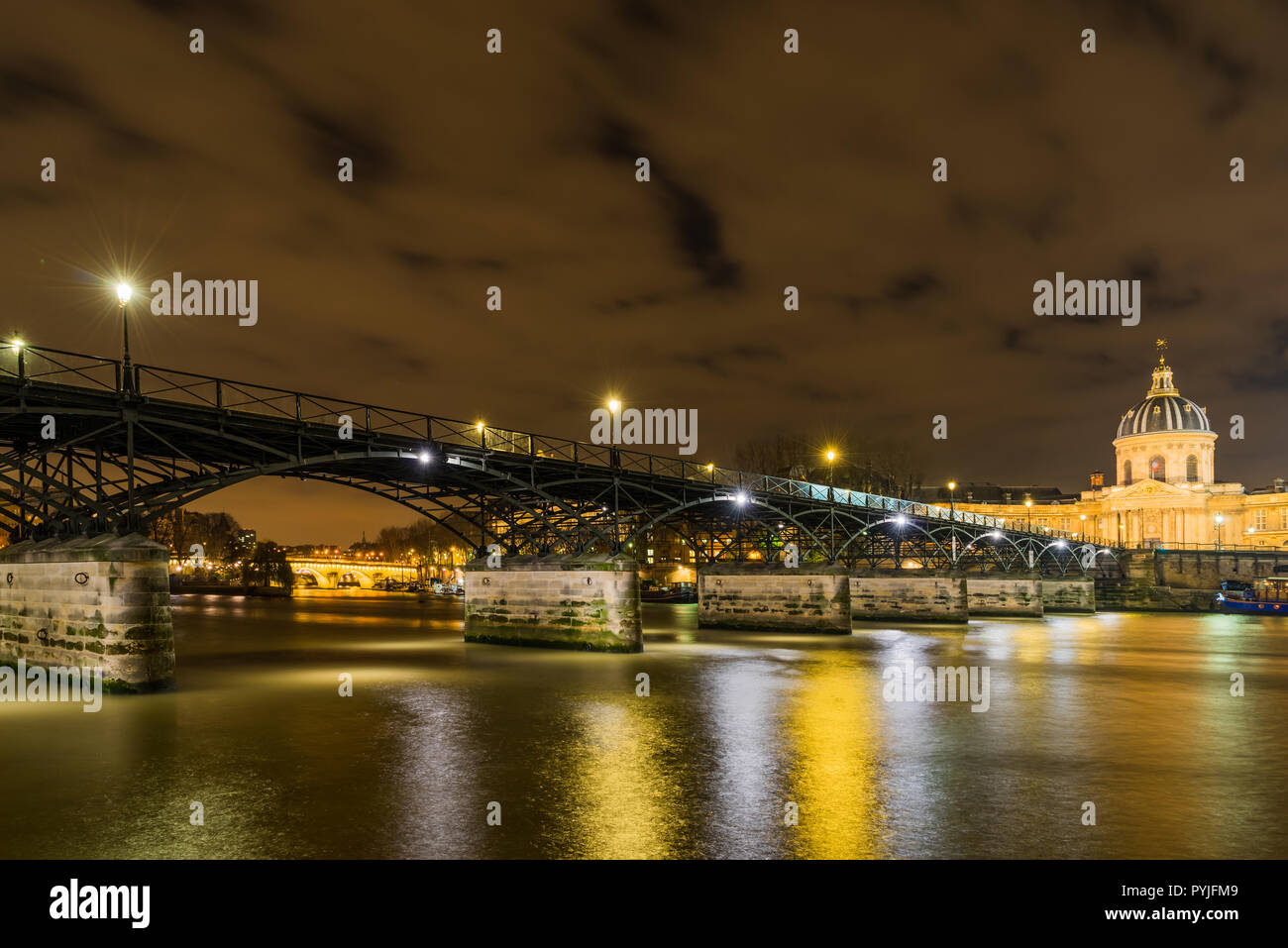 Paris Seine riverside at night Stock Photo - Alamy
