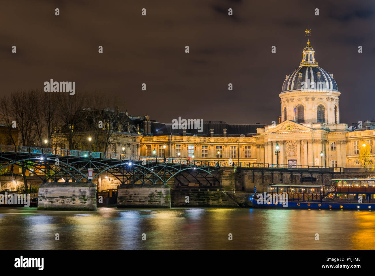 Paris Seine riverside at night Stock Photo - Alamy