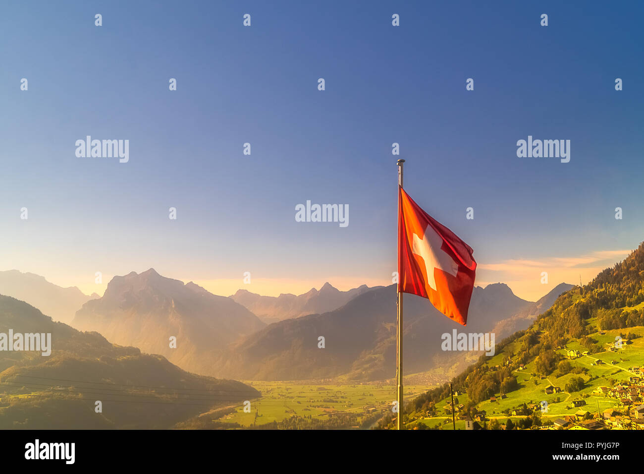 Switzerland mountain flag hi-res stock photography and images - Alamy