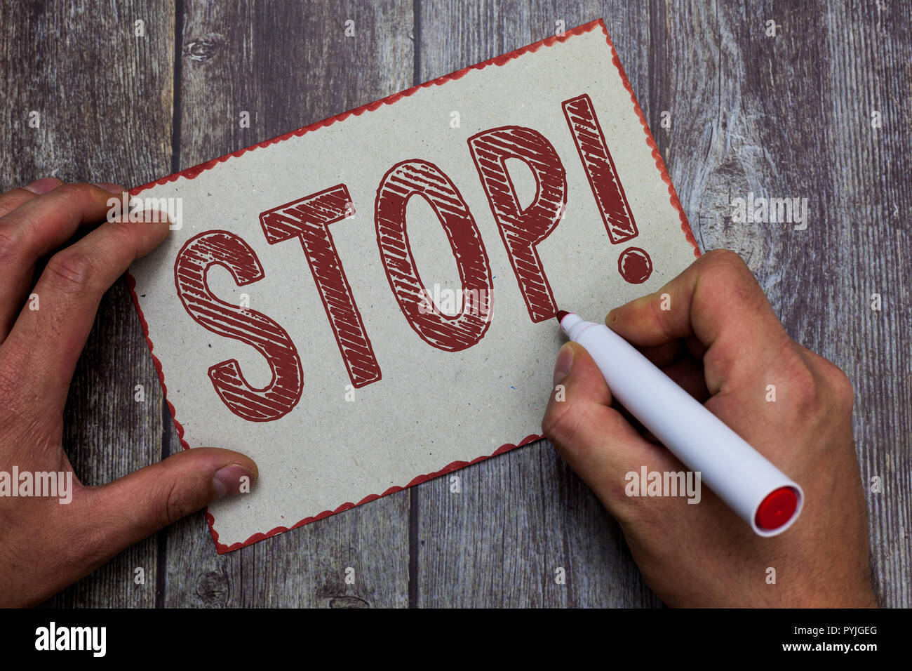 Word writing text Stop. Business concept for Come to an end Prevent ...