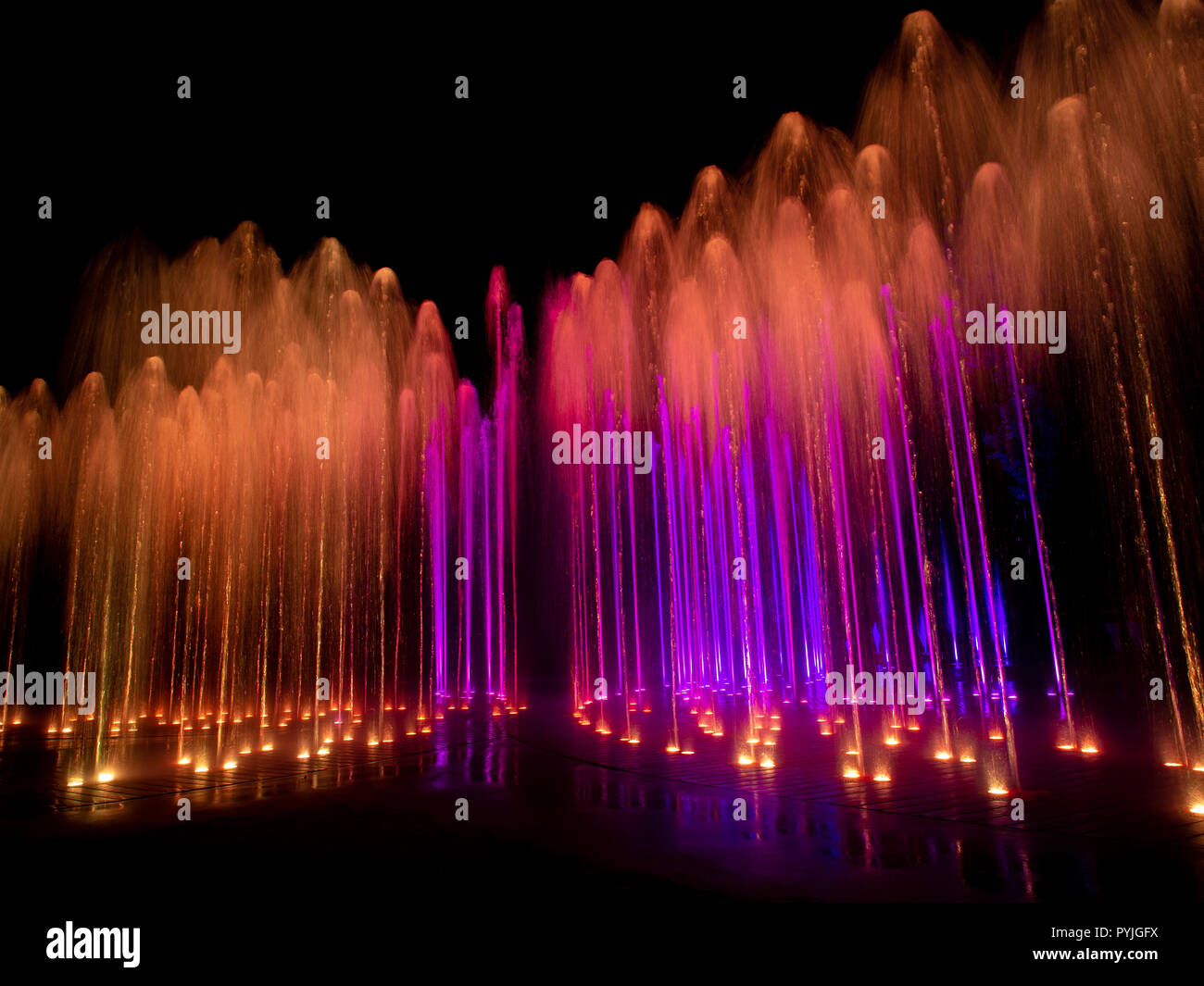 Large multi colored decorative dancing water jet led light fountain ...