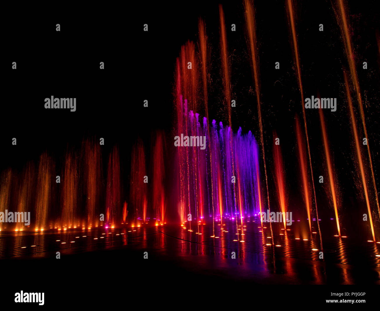 Large multi colored decorative dancing water jet led light fountain ...