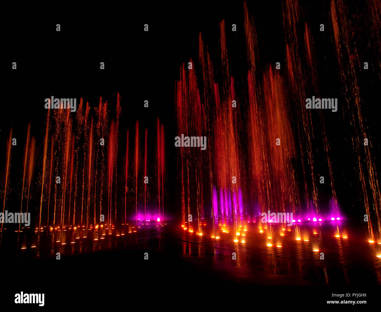 Large multi colored decorative dancing water jet led light fountain ...