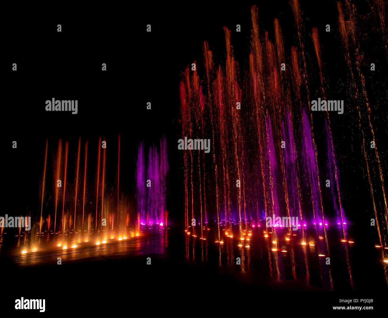 Large multi colored decorative dancing water jet led light fountain ...