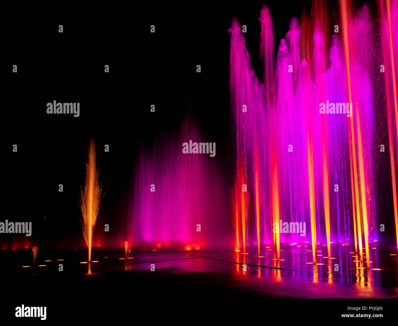 Large multi colored decorative dancing water jet led light fountain ...