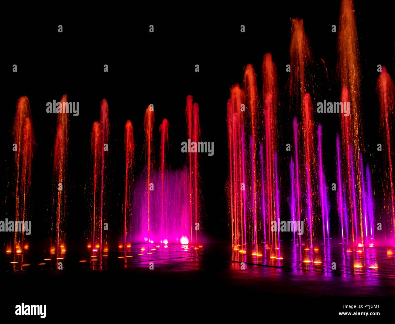 Large multi colored decorative dancing water jet led light fountain ...