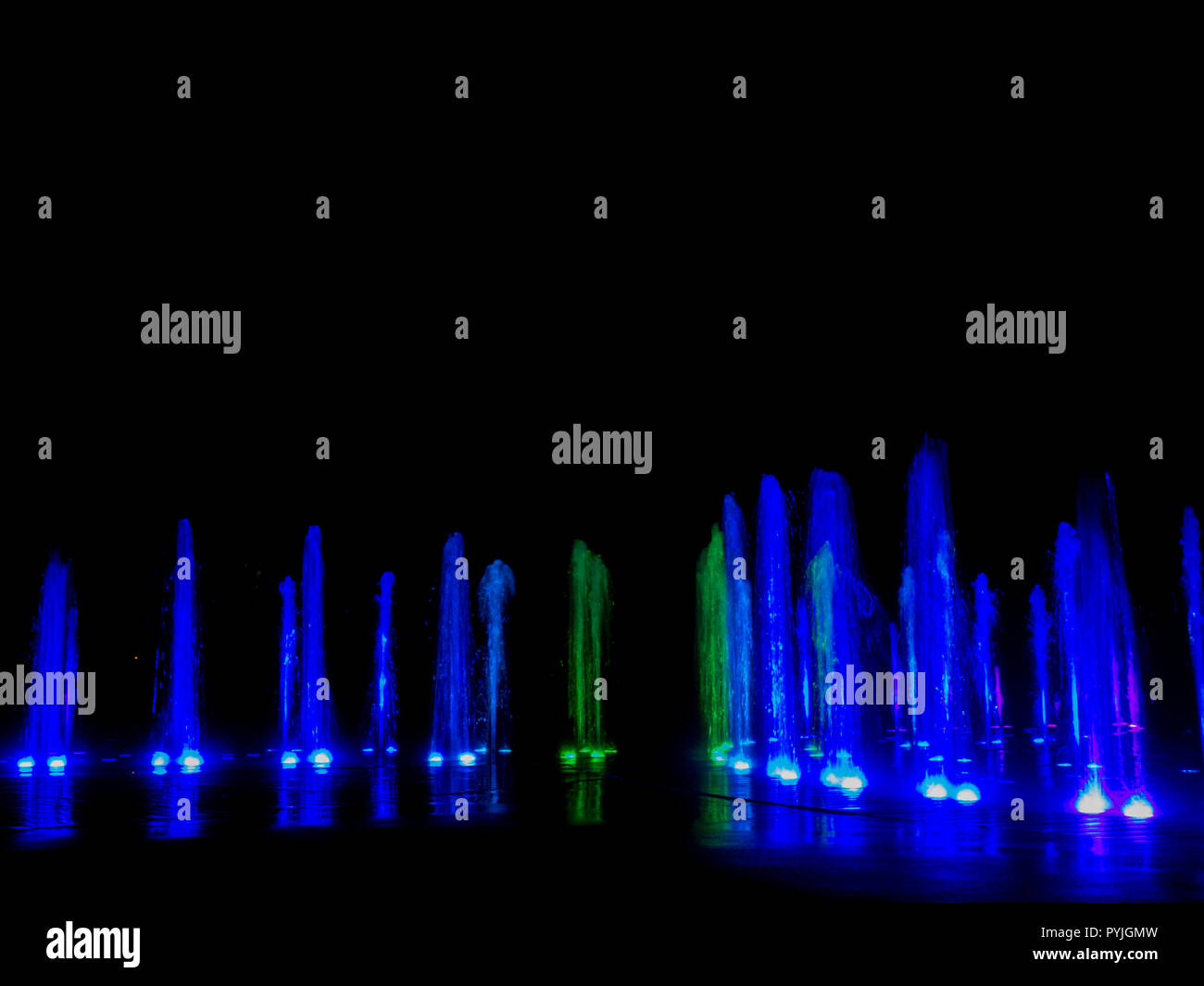 Large multi colored decorative dancing water jet led light fountain ...