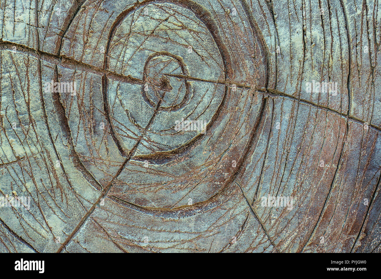 Close-up of a carved stone artifact. Exclusive texture. Concrete ...