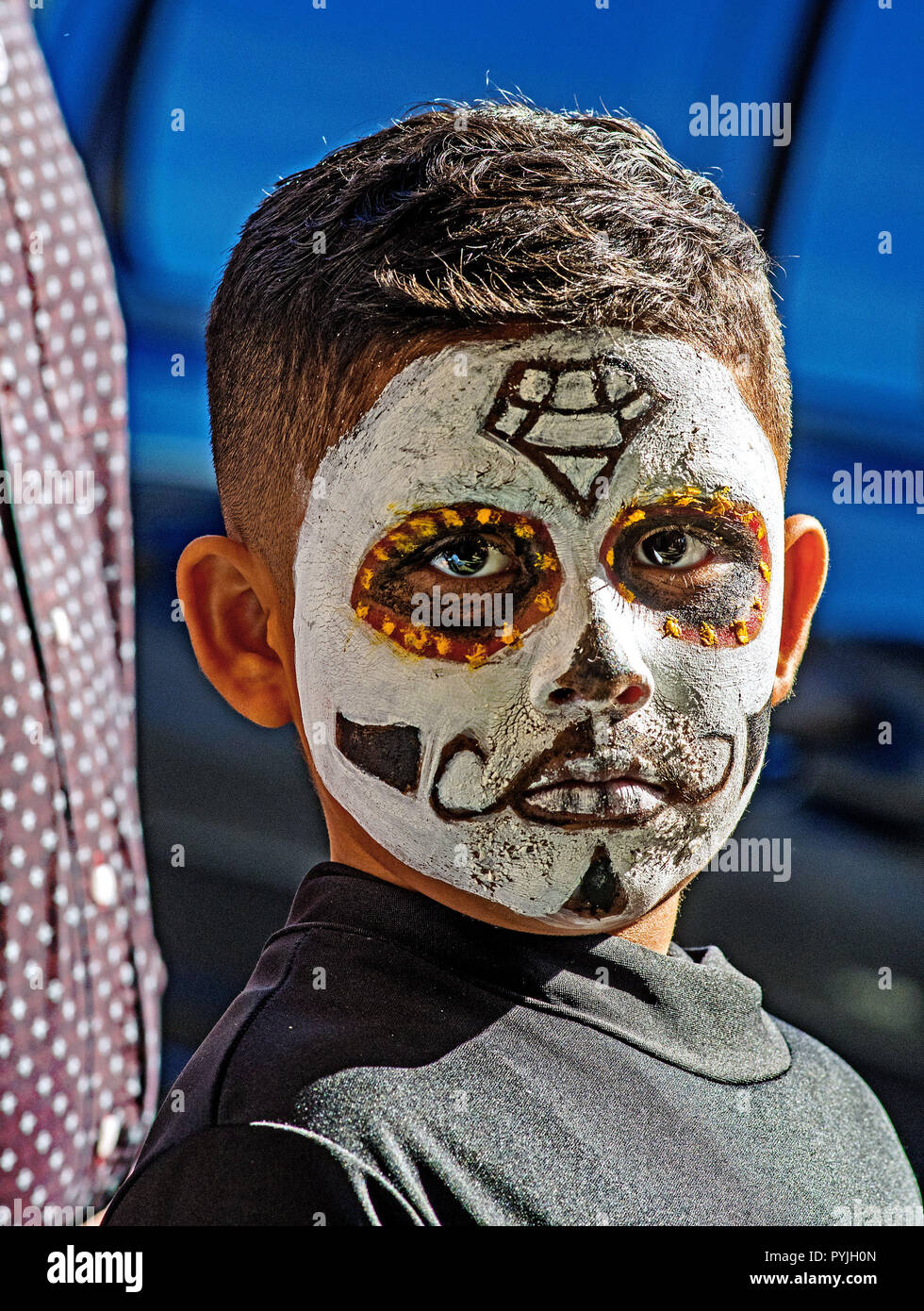 Emporia, Kansas, USA, October 27, 2018 People with their faces painted ...