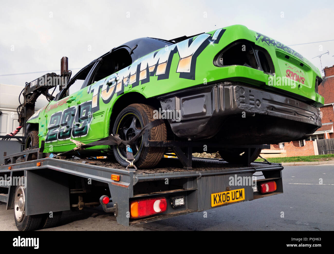 Stock Car on the back of a truck Stock Photo - Alamy