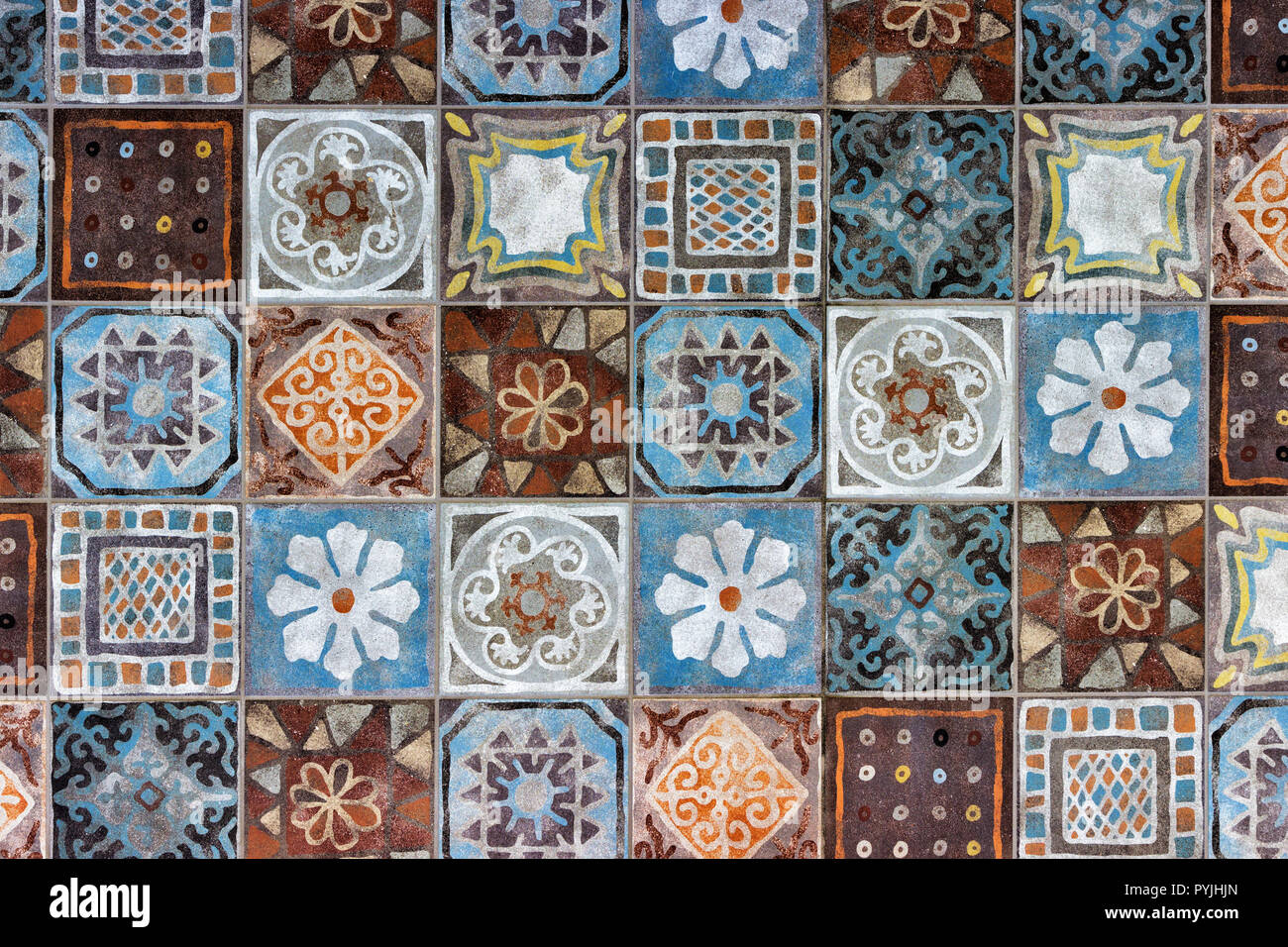 Detail of a colorful tile floor Stock Photo - Alamy