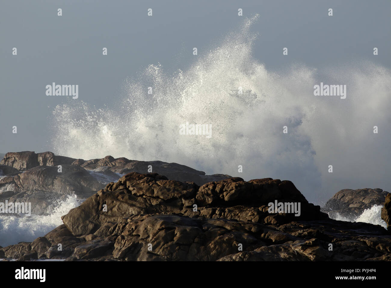 Big sea wave splash against cliffs. Northern portuguese coast Stock ...