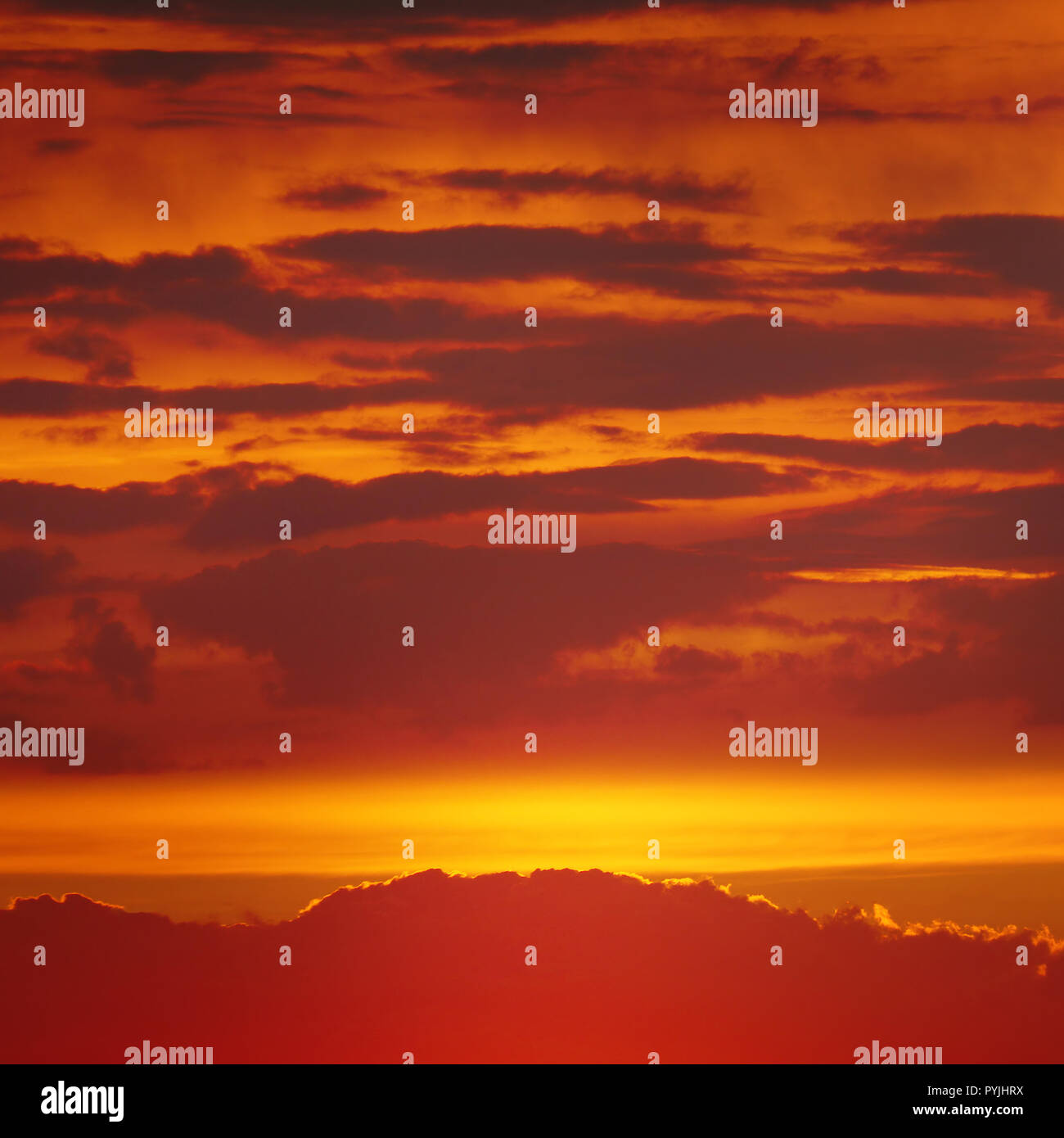 Epic sunset in sky. Red background Stock Photo - Alamy