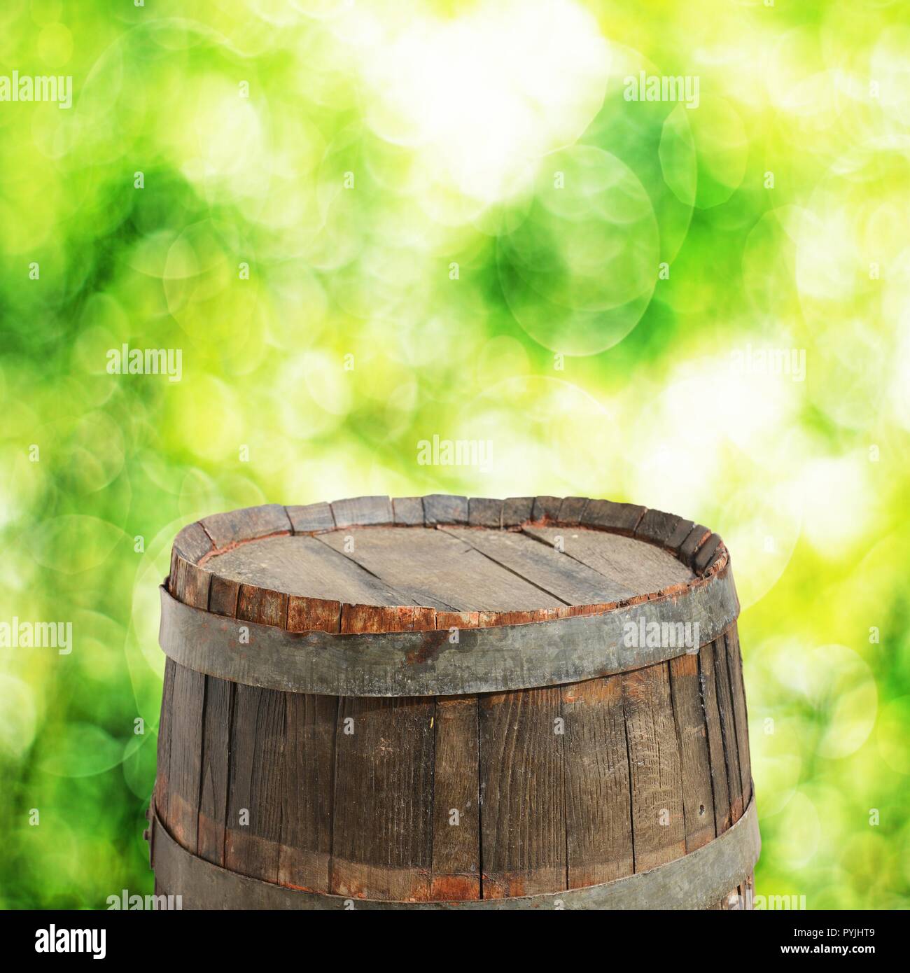 empty barrel for product display montages Stock Photo - Alamy