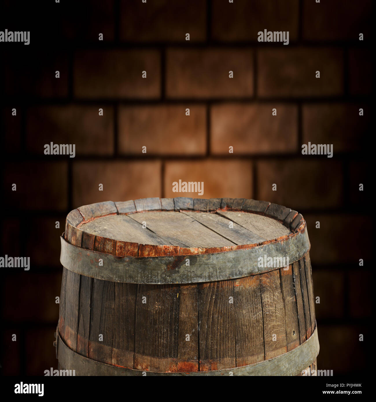 empty barrel for product display montages Stock Photo - Alamy