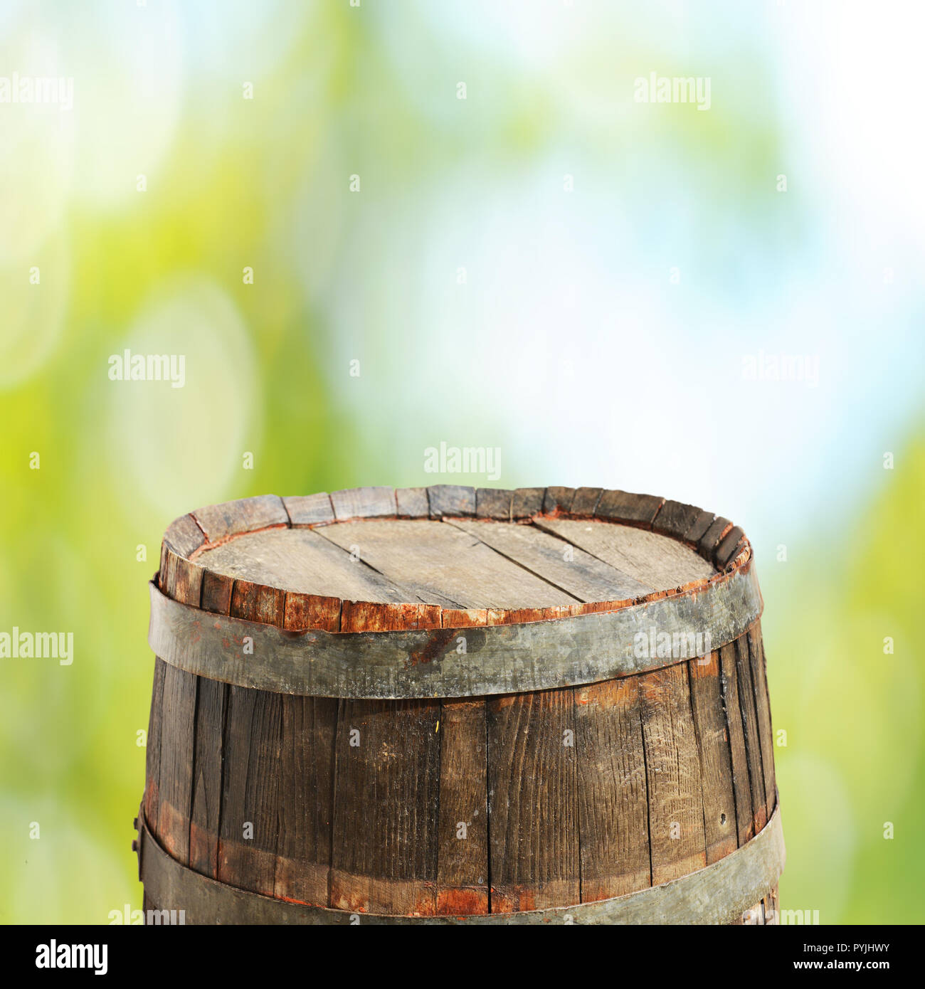 empty barrel for product display montages Stock Photo - Alamy