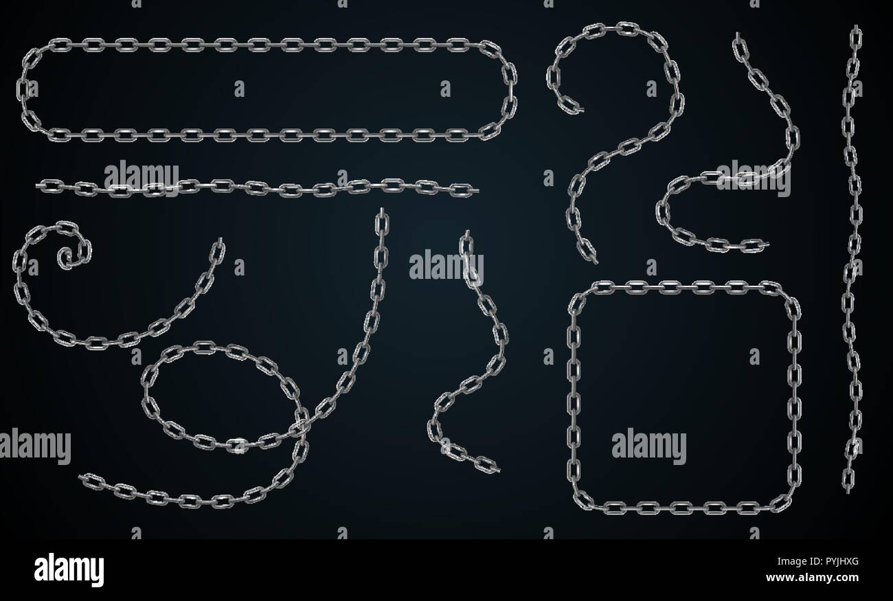 Vector realistic chain set. Set for creating frames, dividers wi Stock ...