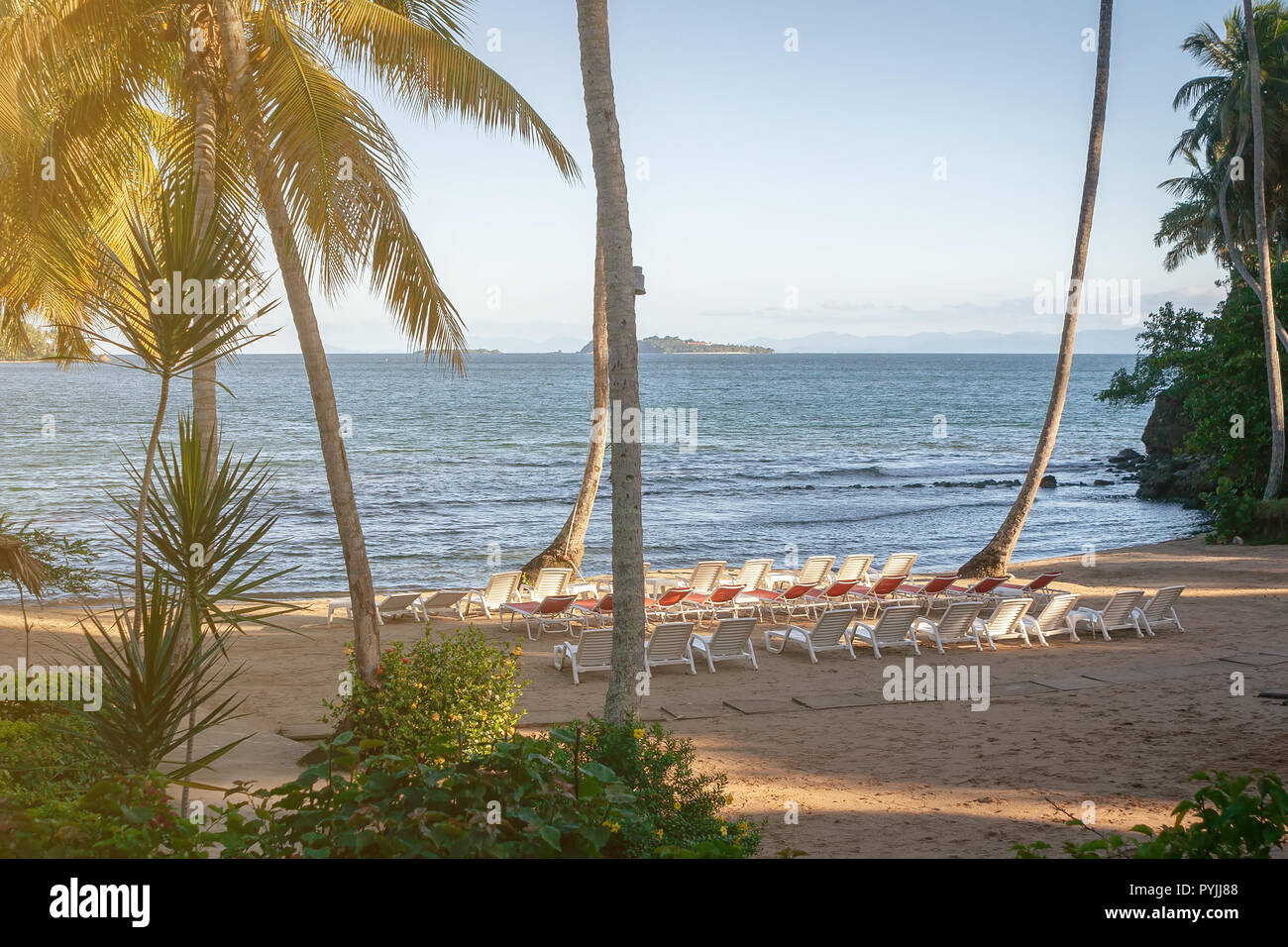 Small secluded beach on the shores of a warm ocean as a place of high ...