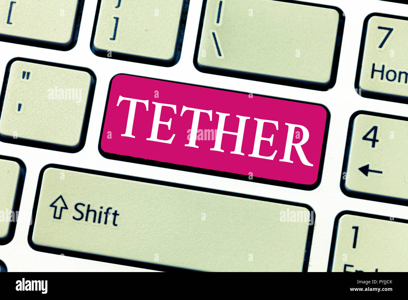 Writing note showing Tether. Business photo showcasing use smartphone ...