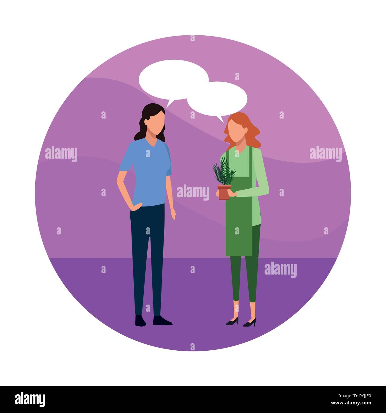 Gardener talking with customer cartoon vector illustration graphic ...