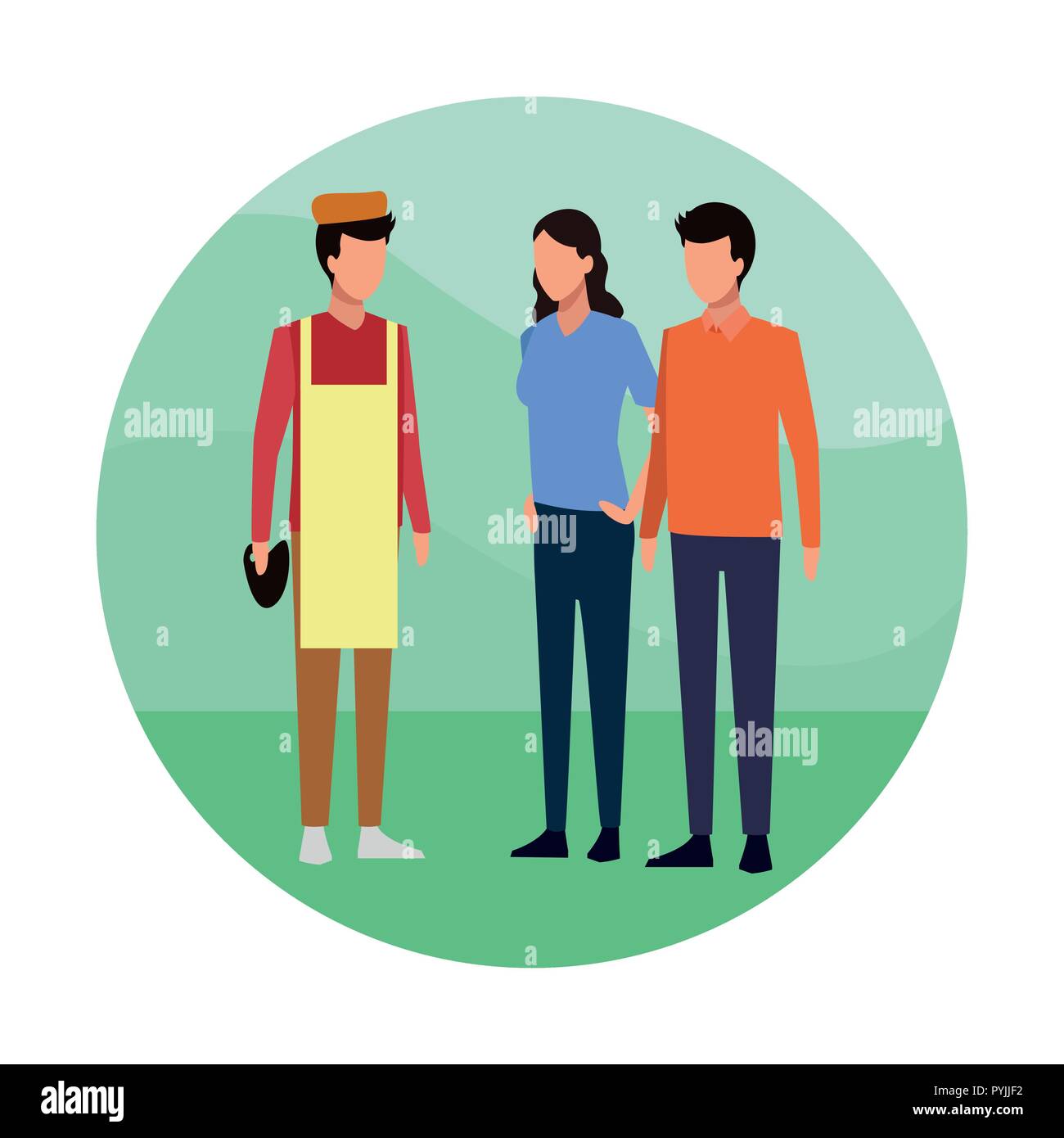 Artist painter talking with customers vector illustration graphic ...