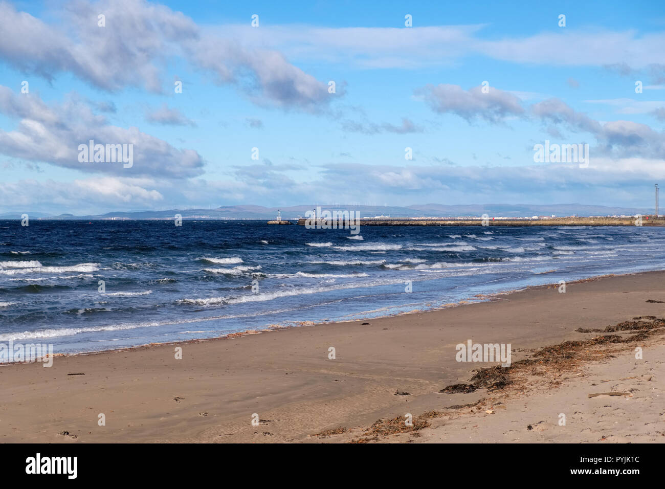 From Ayr beach on the Ayrshire Coast in Scotland on a Cold day in ...