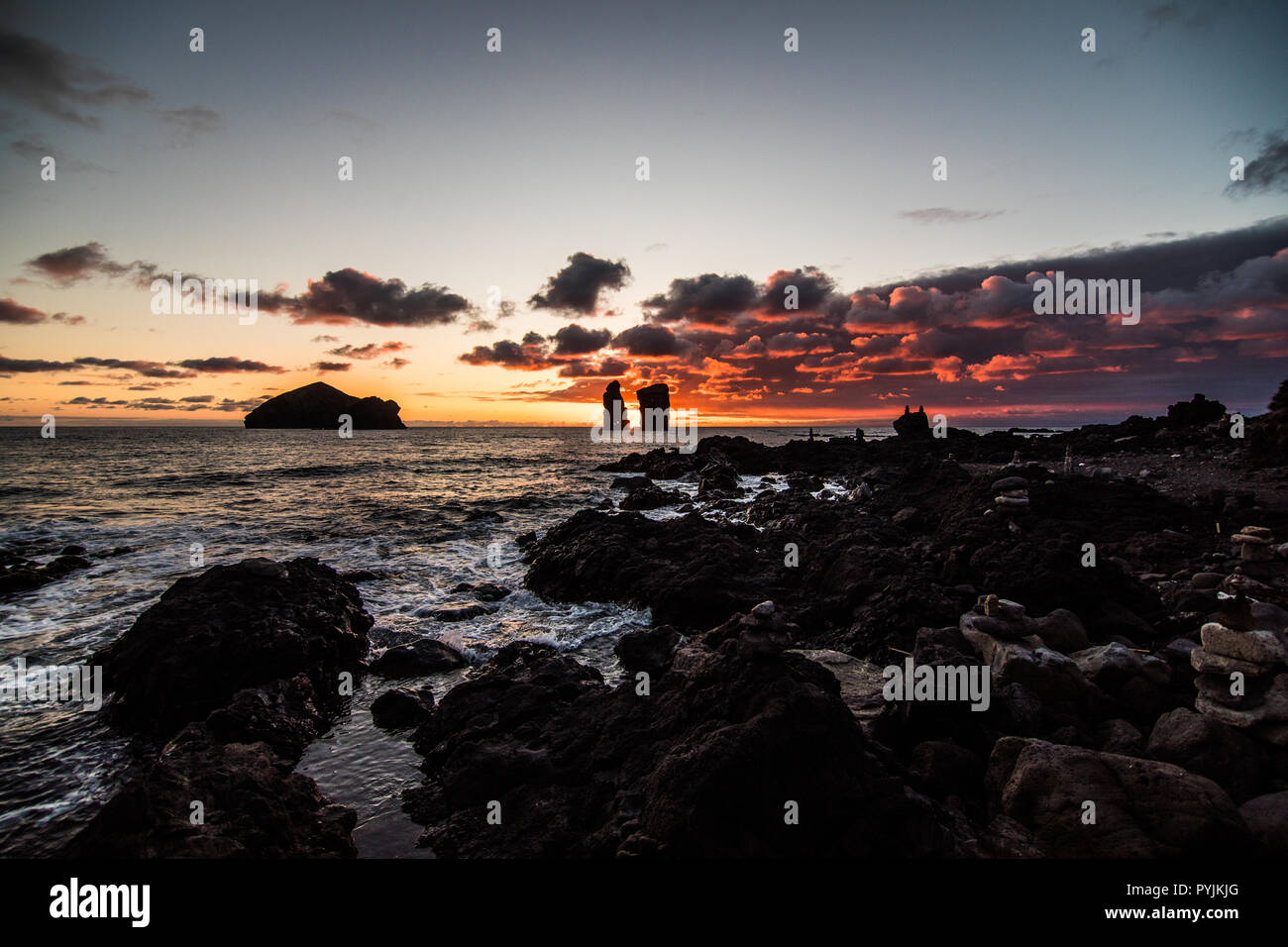 volcanic rocks of Mosteiros beach, Sao Miguel, Azores Stock Photo - Alamy