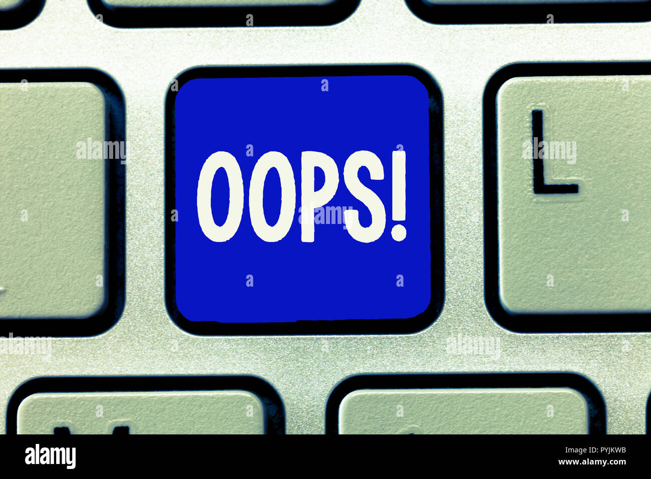 Writing note showing Oops. Business photo showcasing used to show recognition of mistake or ...