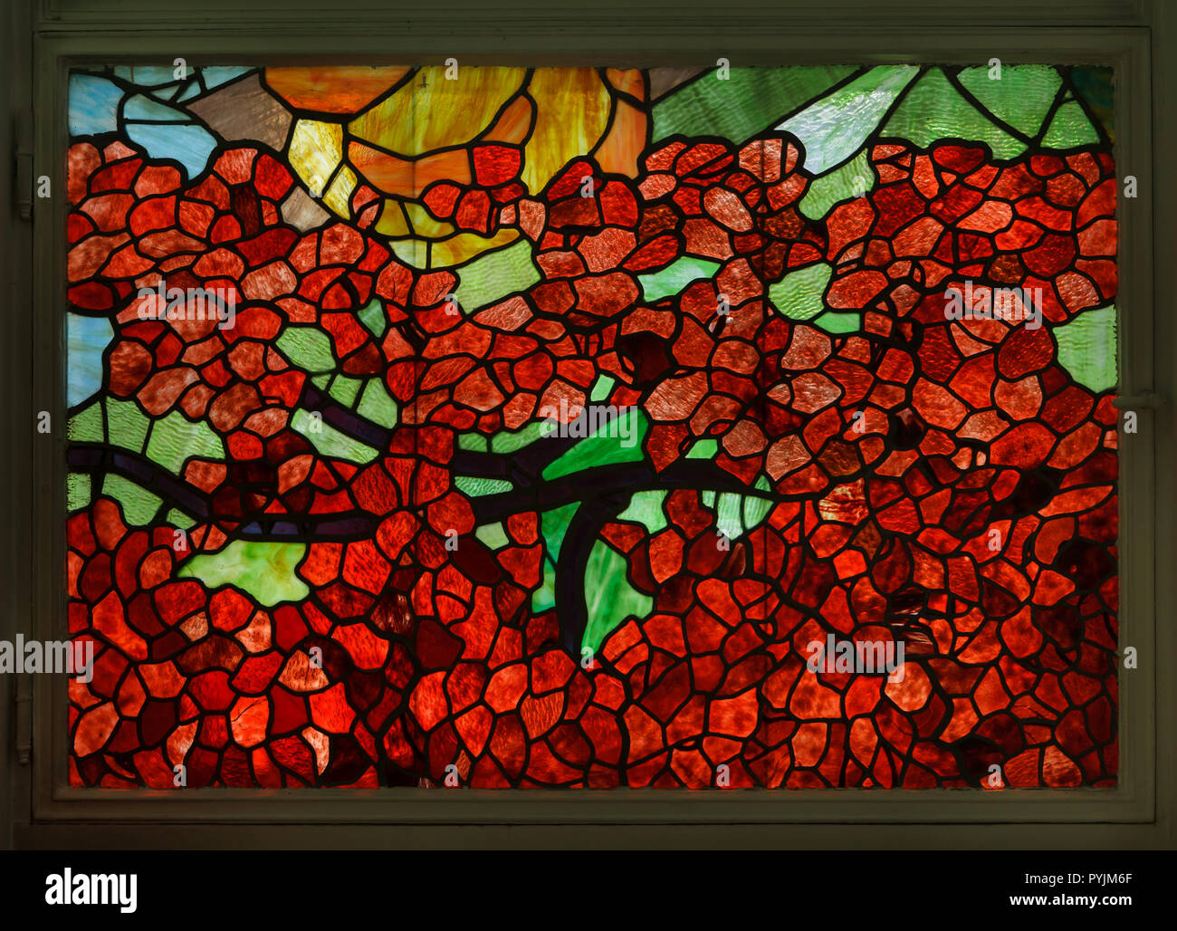 Art Nouveau stained glass window entitled 'Wienerwald' ('Vienna Woods ...