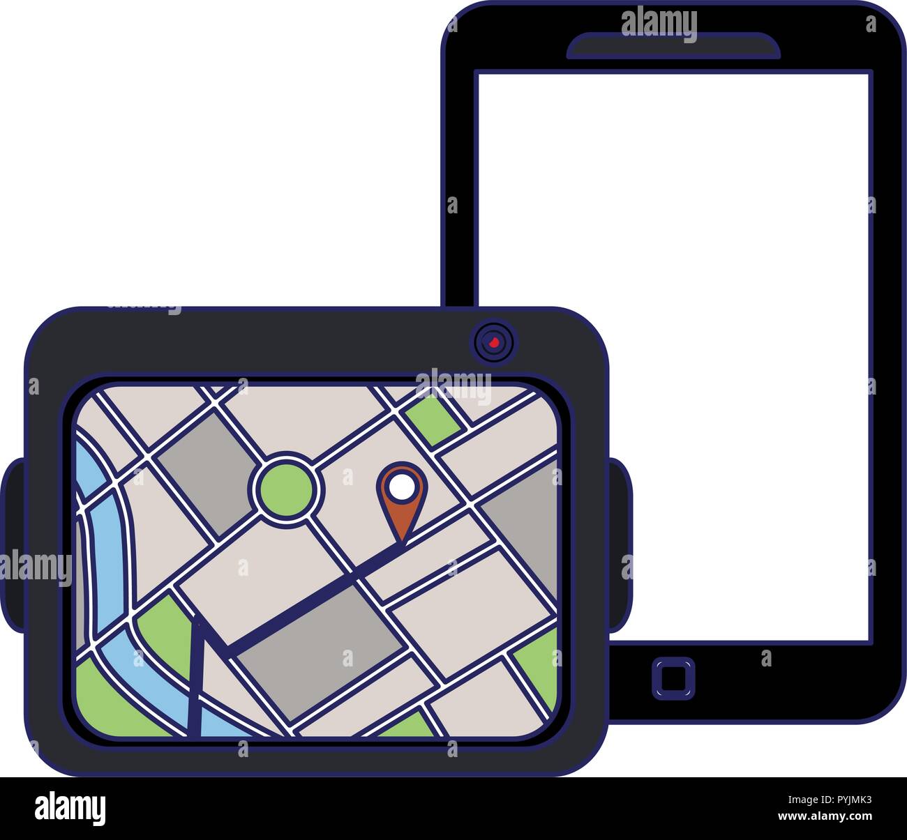 Smartphone and gps tracker vector illustration graphic design Stock ...