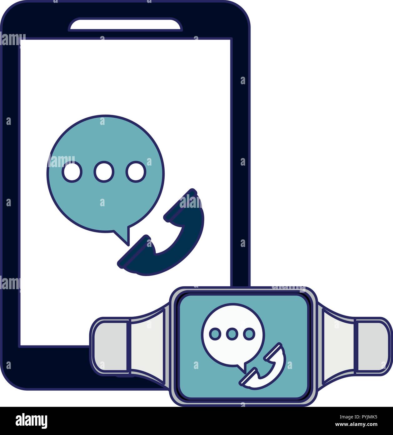 Smartphone and smartwatch devices vector illustration graphic design ...