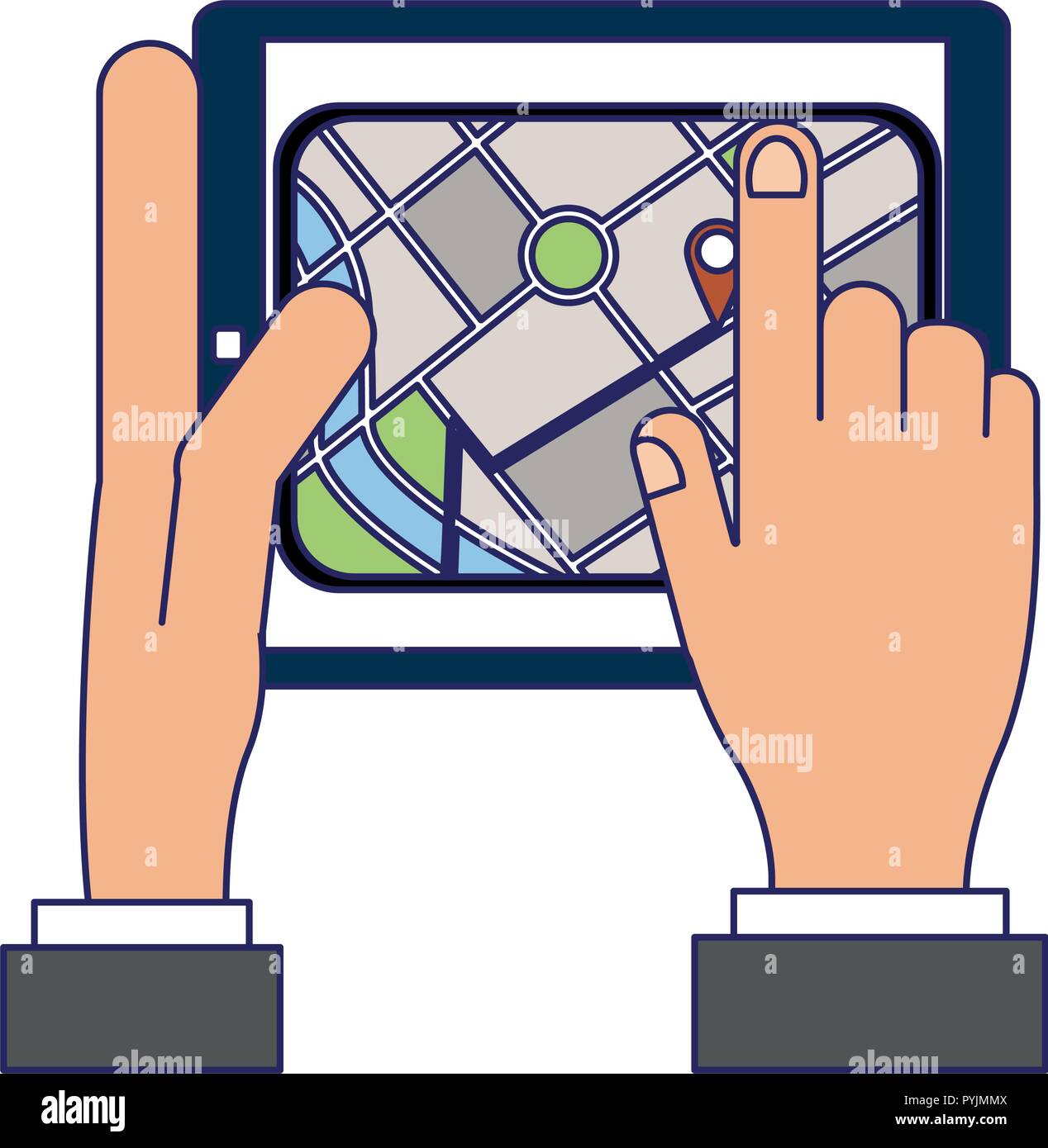 Hands using tablet vector illustration graphic design Stock Vector ...