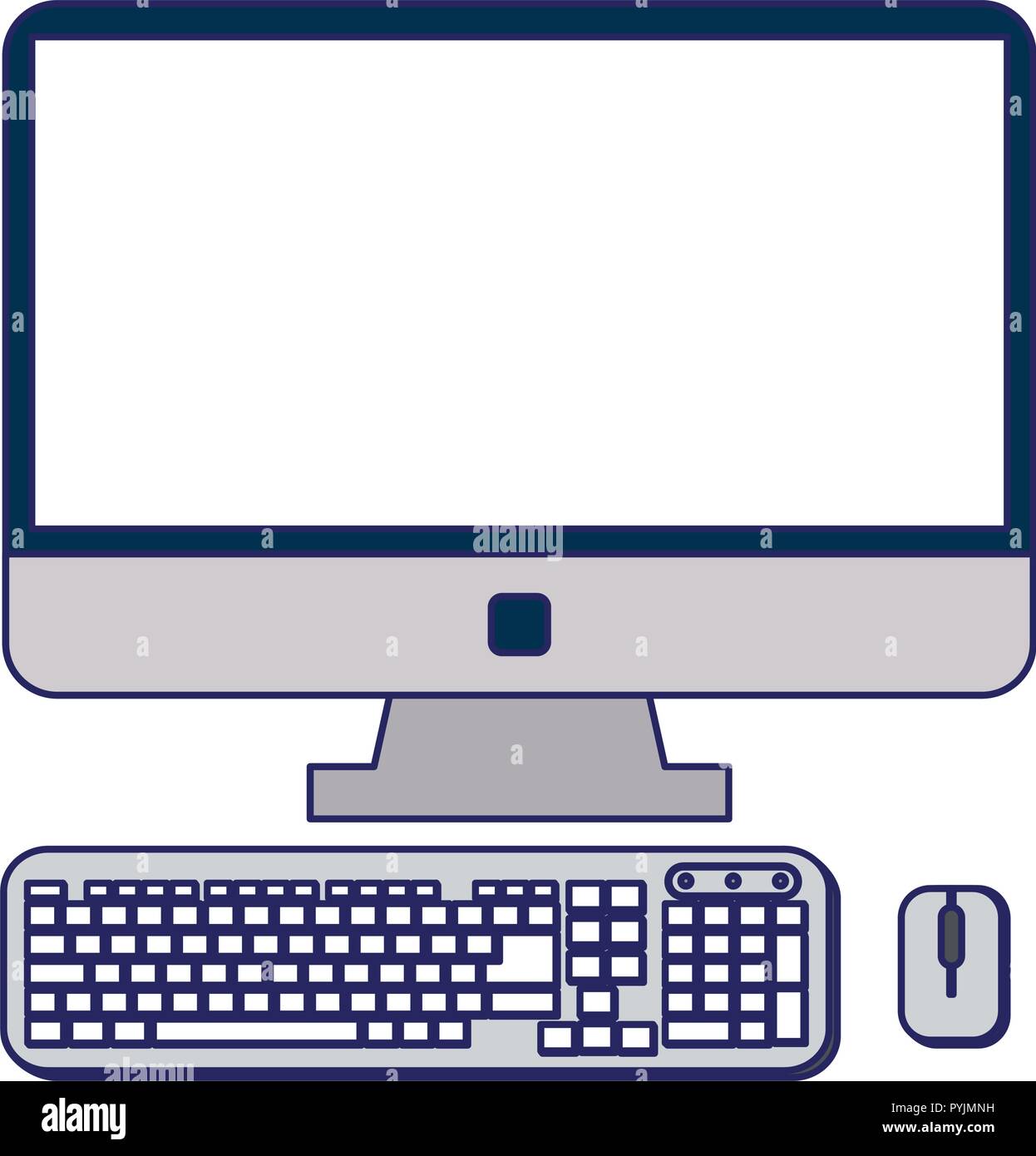 Computer with keyboard and mouse vector illustration graphic design ...