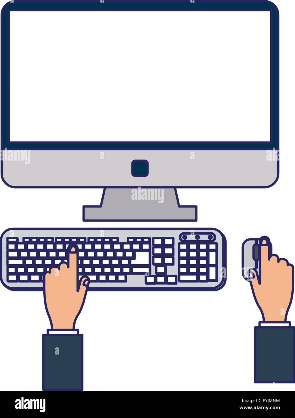 Computer keyboard hands mouse Stock Vector Images - Alamy