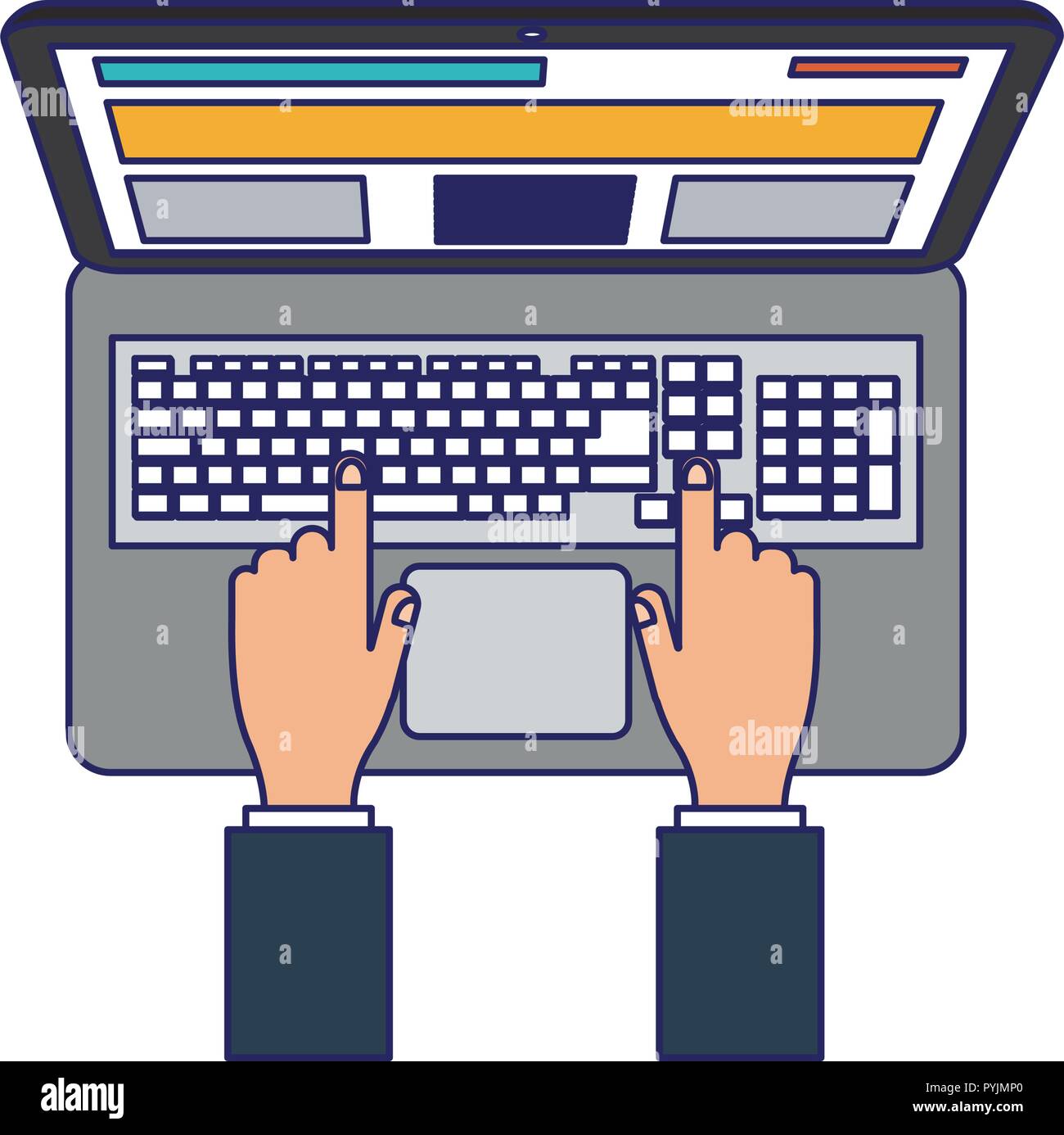 Hands working on laptop vector illustration graphic design Stock Vector ...