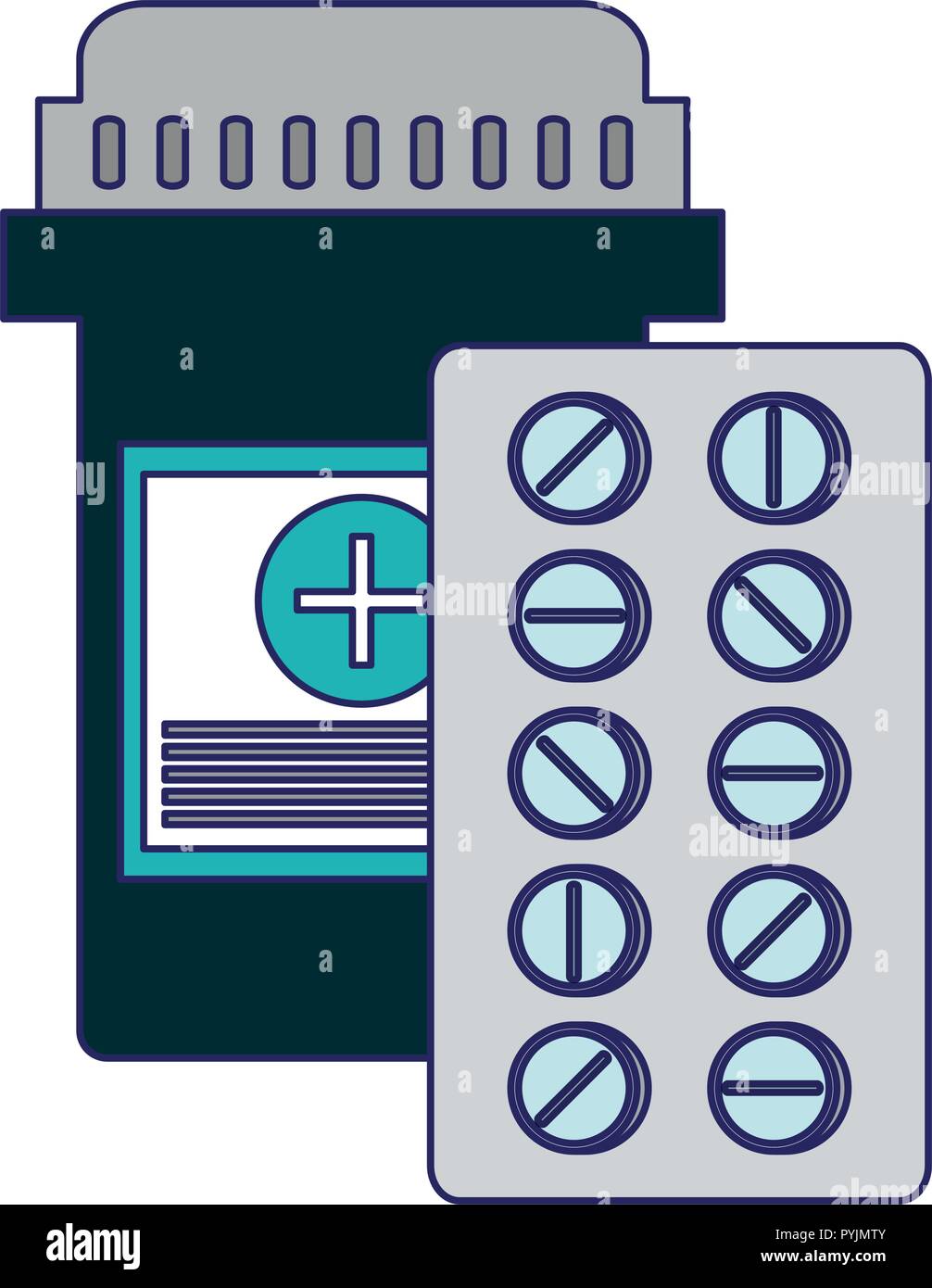 Medicine bottle and drugs tablet vector illustration graphic design ...