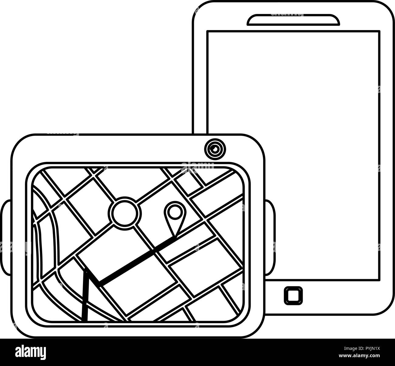 Smartphone and gps tracker vector illustration graphic design Stock ...