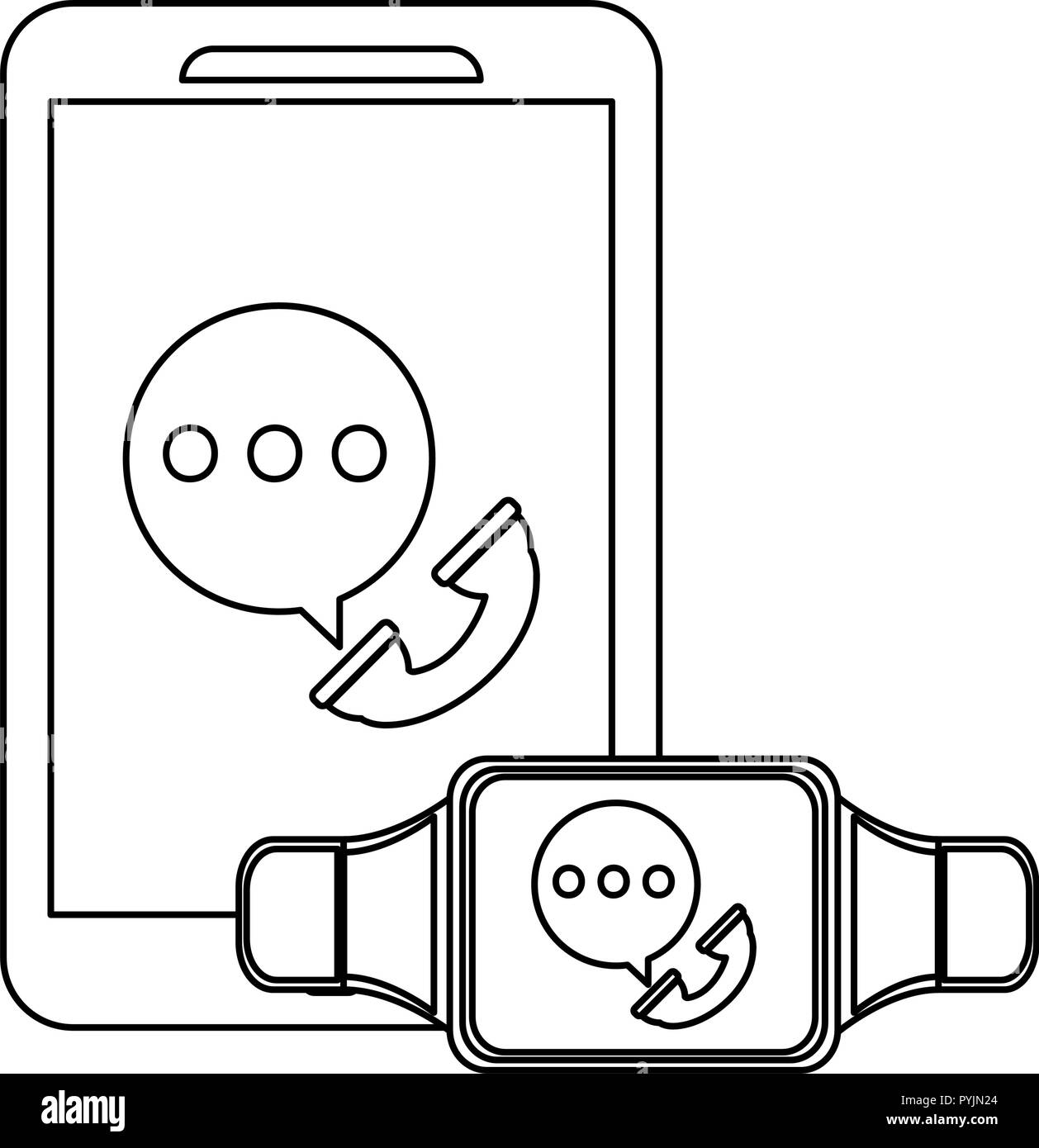 Smartphone and smartwatch devices vector illustration graphic design ...