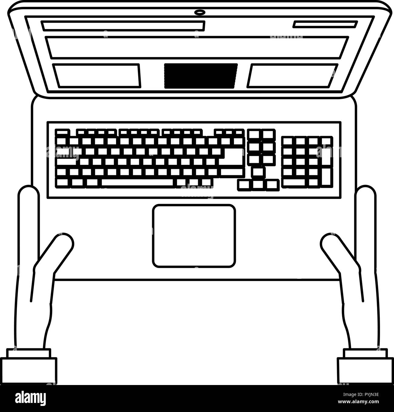 Hands using laptop isolated vector illustration graphic design Stock ...
