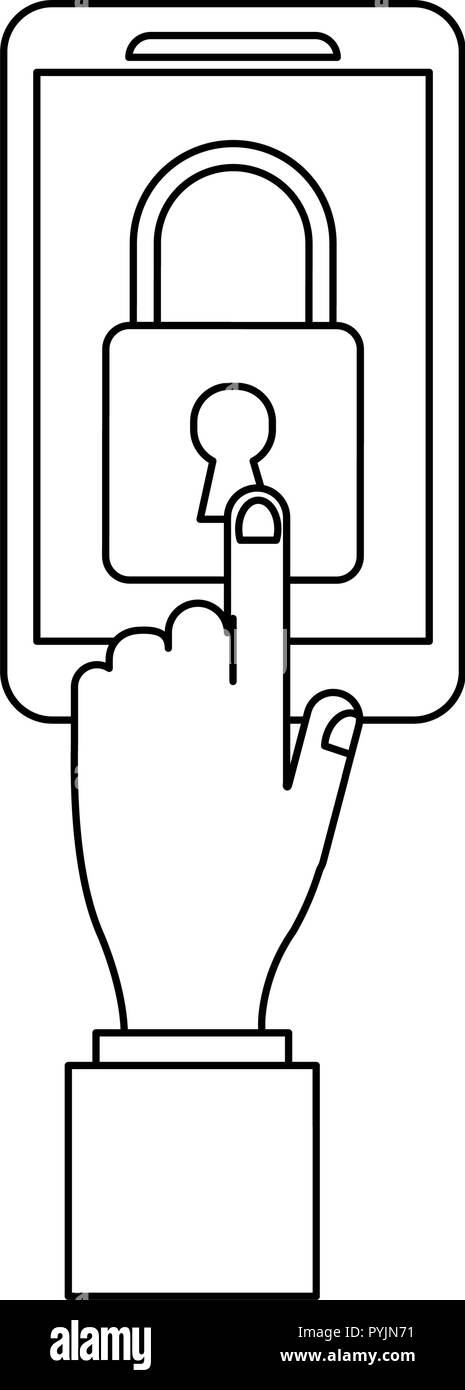 Hand unlocking smartphone isolated vector illustration graphic design ...