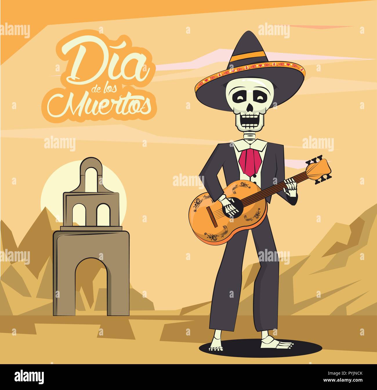 Day of the Dead card cartoons vector illustration graphic design Stock ...