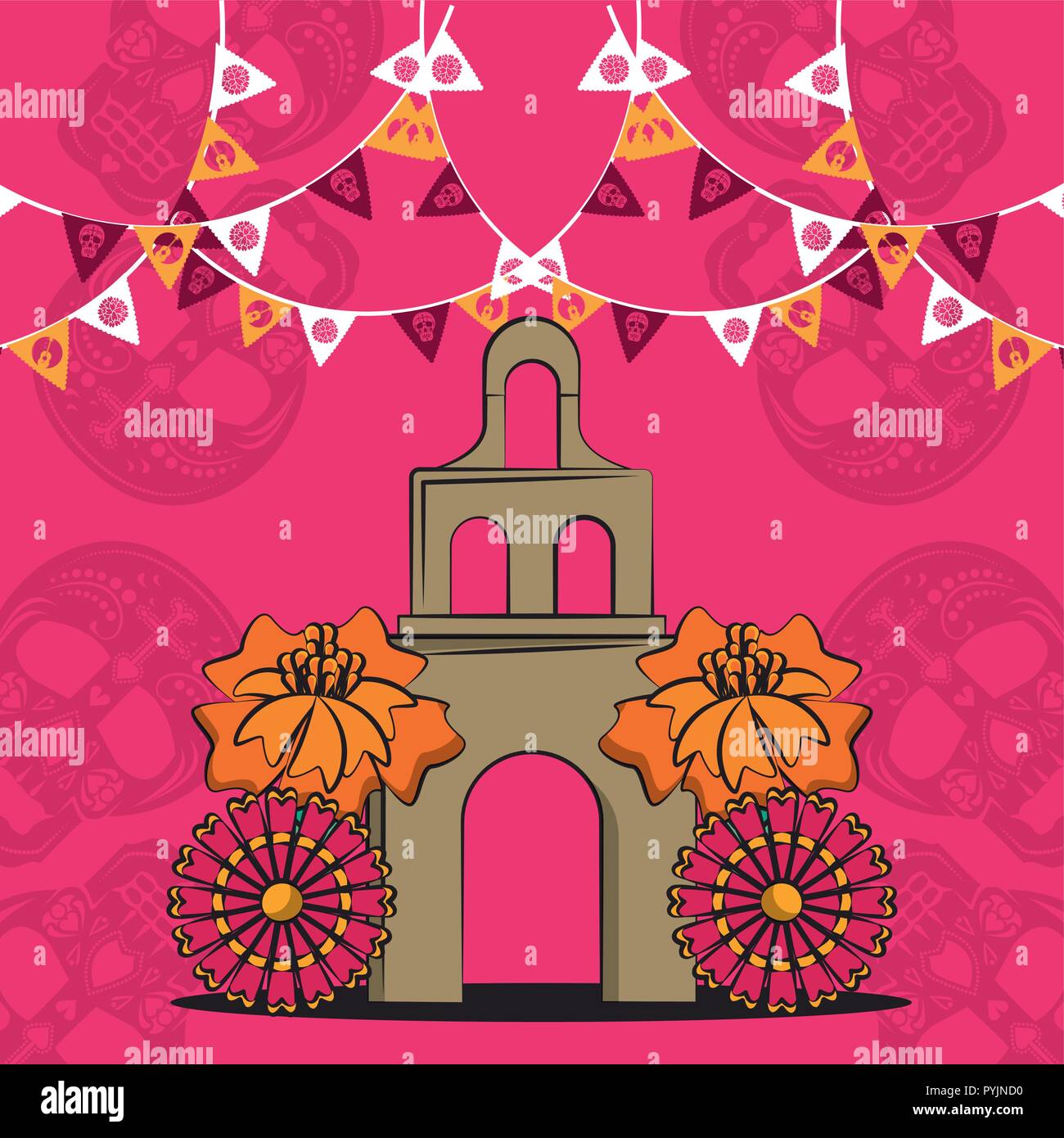 Day of the Dead card cartoons vector illustration graphic design Stock ...